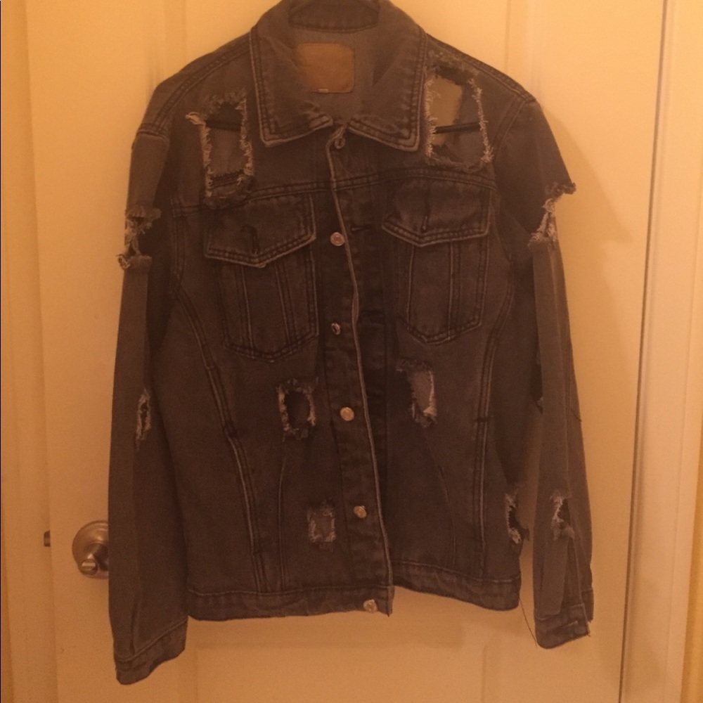 Oversized Denim Jacket - Grey - Gem